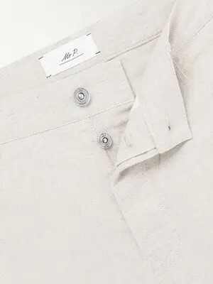 Mr P. Edward Straight-leg Linen And Cotton-blend Trousers - Neutrals