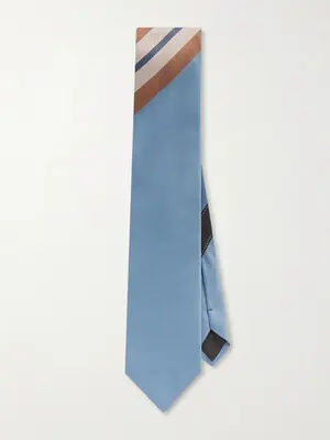 Dries Van Noten 7.5cm Striped Silk-twill Tie - Blue