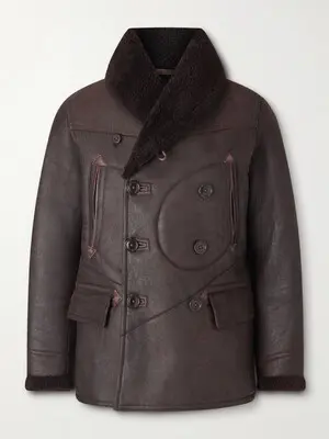 Ralph Lauren Slim-fit Double-breasted Shearling Coat