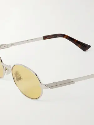 Bottega Veneta Stretch Panthos Oval-frame Sunglasses - Silver