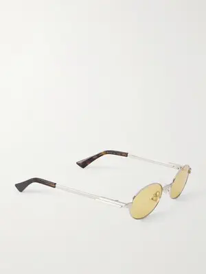 Bottega Veneta Stretch Panthos Oval-frame Sunglasses - Silver