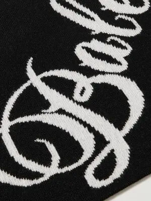 Balenciaga Intarsia-knit Wool-blend Beanie - Black