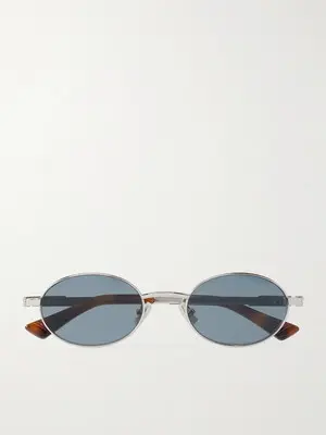 Bottega Veneta Stretch Panthos Oval-frame Sunglasses - Silver