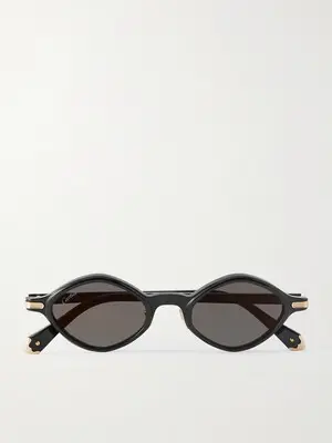 CARTIER Godron Oval-frame Acetate Sunglasses - Black