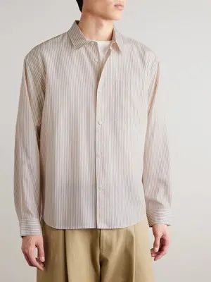 FRAME Relaxed Striped Lyocell Shirt - Neutrals