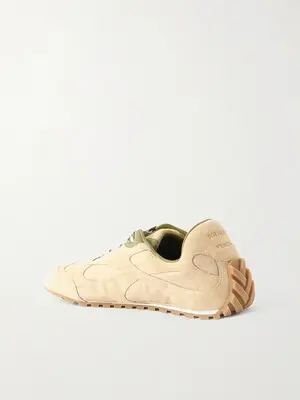 Bottega Veneta Orbit Leather And Suede Sneakers - Green