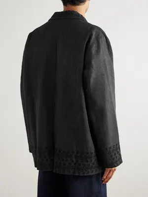 KARTIK RESEARCH Kasuti Embroidered Wool And Linen-blend Blazer