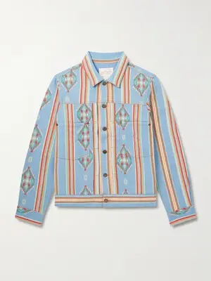 KARDO Marvin Cotton-jacquard Trucker Jacket - Blue