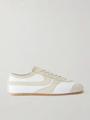 Dries Van Noten Suede-trimmed Leather Sneakers - White