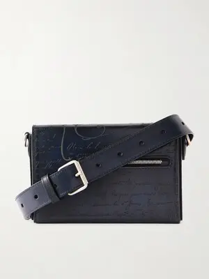 Berluti Jour De Poche Scritto Venezia Leather Messenger Bag - Black
