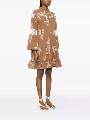 BYE Button-fastening Lace-detail Midi Dress