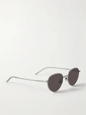 Bottega Veneta Panthos Round-frame Brushed-titanium Sunglasses
