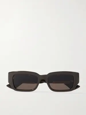 Bottega Veneta Rectangle-frame Acetate And Gold-tone Sunglasses - Brown
