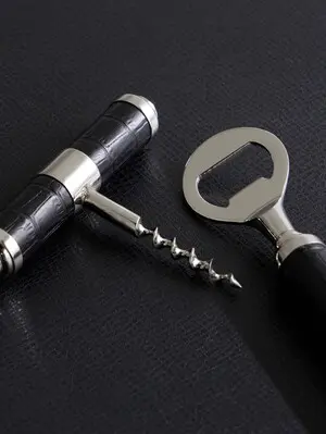 Ralph Lauren Wells Stainless Steel And Croc-effect Leather Bar Tool Set