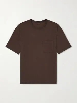 LEMAIRE Cotton And Linen-blend Jersey T-shirt - Brown