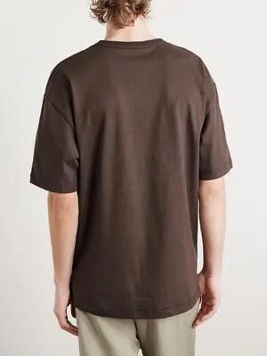 LEMAIRE Cotton And Linen-blend Jersey T-shirt - Brown