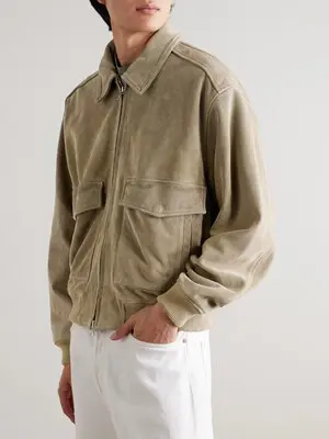 AGOLDE Emil Suede Bomber Jacket - Brown