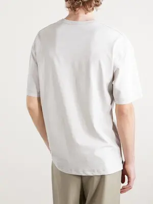 LEMAIRE Cotton And Linen-blend Jersey T-shirt - Neutrals