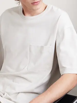 LEMAIRE Cotton And Linen-blend Jersey T-shirt - Neutrals