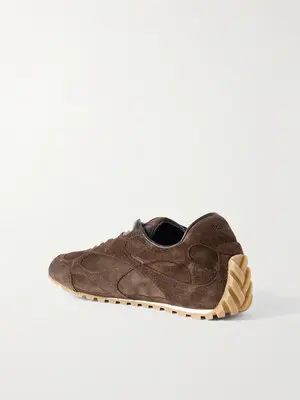 Bottega Veneta Orbit Flash Leather-trimmed Sneakers - Brown