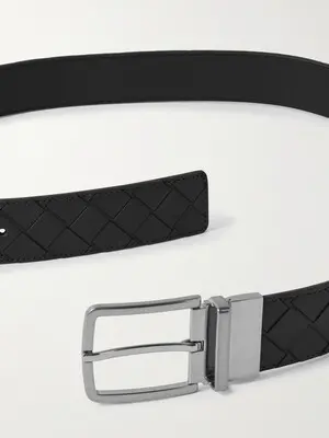 Bottega Veneta 3.5cm Reversible Intrecciato Leather Belt - Black