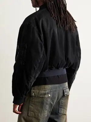 Balenciaga Distressed Denim Ma-1 Bomber Jacket