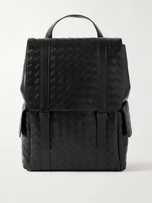 Bottega Veneta Intrecciato Leather Backpack - Black