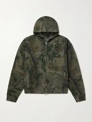 Balenciaga Logo-embroidered Printed Cotton-jersey Hoodie - Green