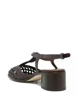 Hereu T-strap Woven Heeled Pumps
