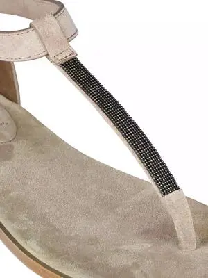 Brunello Cucinelli T-strap Sandals With Monili Embellishment