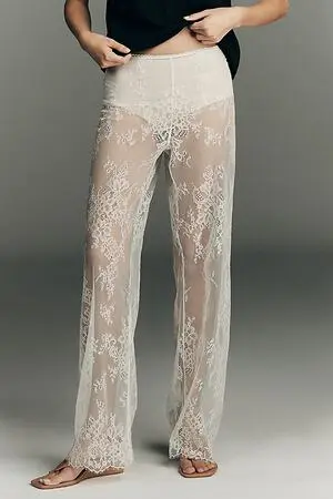LYREBIRD Lace Wide Leg Pants - Marshmallow