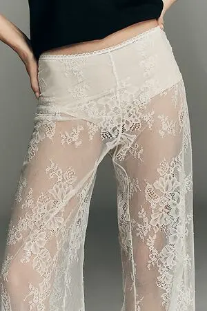 LYREBIRD Lace Wide Leg Pants - Marshmallow