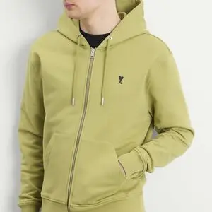 AMI Paris Contrasted De Coeur Hoodie - Matcha