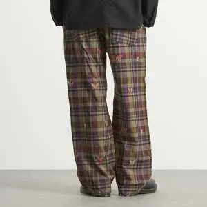 Needles Embroidered Madras Plaid Easy Pants