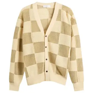 Toga Checkered Knit Cardigan - Beige