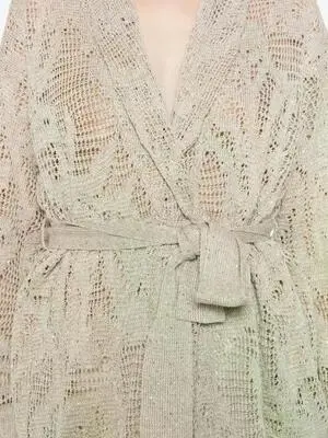 Brunello Cucinelli Open Knit Cardigan With Tie Waist