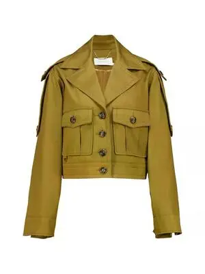 Zimmermann Luna Drill Cropped Cargo Jacket - Green