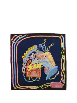 Hermès 2000-2026 Gavroche Chevaloscope Neon Pointille Silk Scarf 45 Scarves - Blue