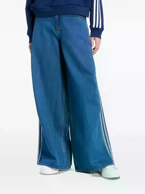 Adidas Striped Wide-leg Jeans - Blue
