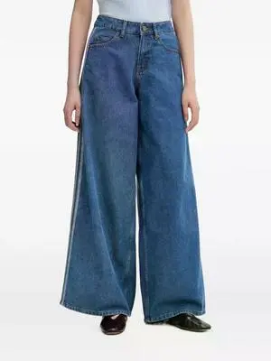 Adidas Striped Wide-leg Jeans - Blue