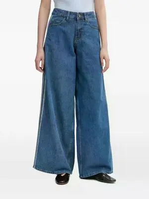Adidas Striped Wide-leg Jeans - Blue