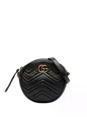 Gucci Mini Gg Marmont Matelassé Leather Round Crossbody Bag - Black