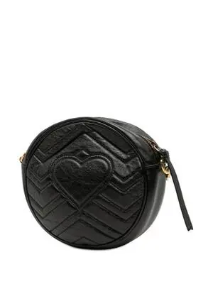 Gucci Mini Gg Marmont Matelassé Leather Round Crossbody Bag - Black