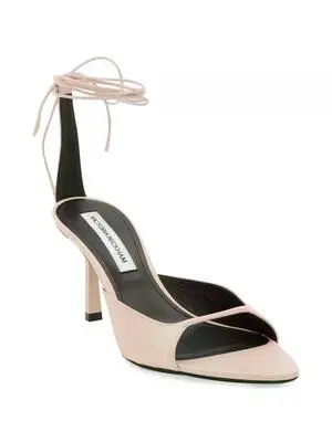 Victoria Beckham Eliza Tie Ankle Stiletto Sandals - Neutrals