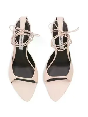 Victoria Beckham Eliza Tie Ankle Stiletto Sandals - Neutrals