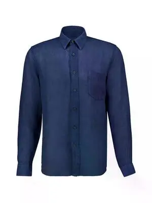 120% Lino Pocket Long-sleeve Shirt - Blue
