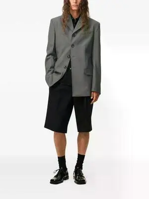 AMI Paris Pleated High-waist Bermuda Shorts - Black