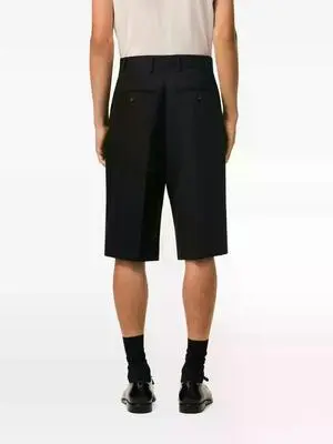 AMI Paris Pleated High-waist Bermuda Shorts - Black