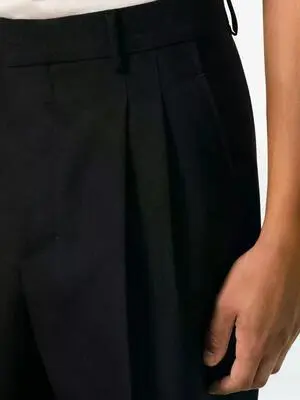 AMI Paris Pleated High-waist Bermuda Shorts - Black