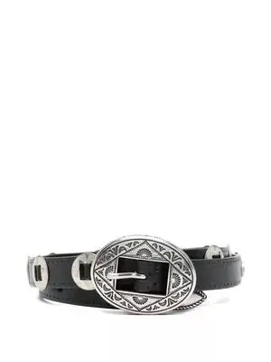 GOLDEN GOOSE Oval-buckle Embellished Belt - Black